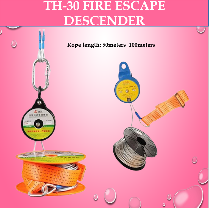 50m 100mHigh-rise fire reciprocating escape descender household high-rise escape rope fire ...