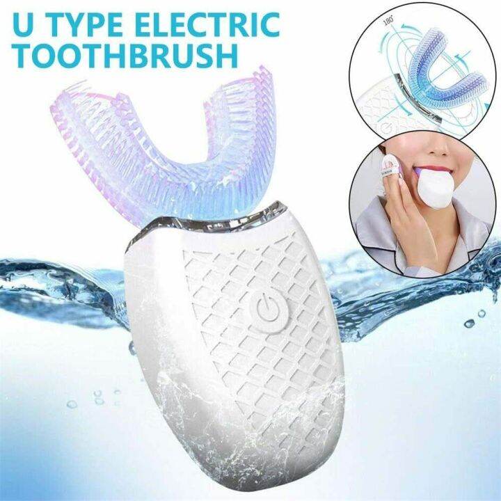 Electric 360° U-Shape Tooth Brush Ultrasonic Tooth Cleaner Auto Clean ...