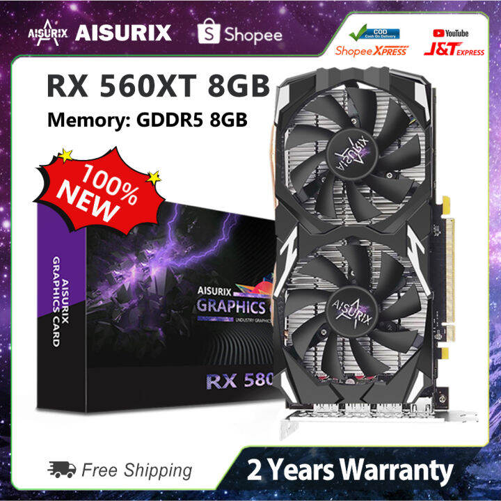 AISURIX AMD RX 560XT 8GB GDDR5 256Bit Graphics Card Dual Fans GPU ...