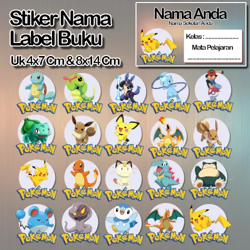 Stiker Label Buku Pokemon pikachu pikacu lucu karakter Karakter Lucu ...