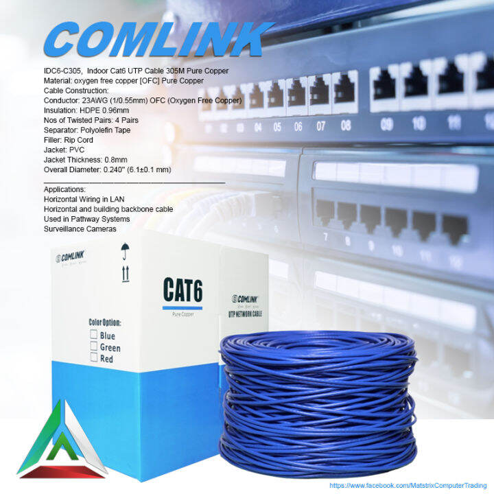 Comlink IDC6 - C305 Indoor Cat6 UTP Cable 305M SOLID CCA INDOOR AND ...