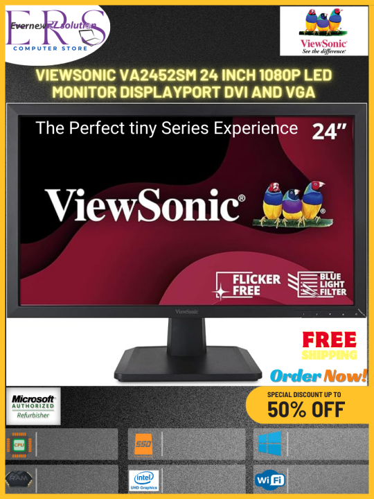Refurbished ViewSonic VA2452SM 24 Inch 1080p LED Monitor DisplayPort ...
