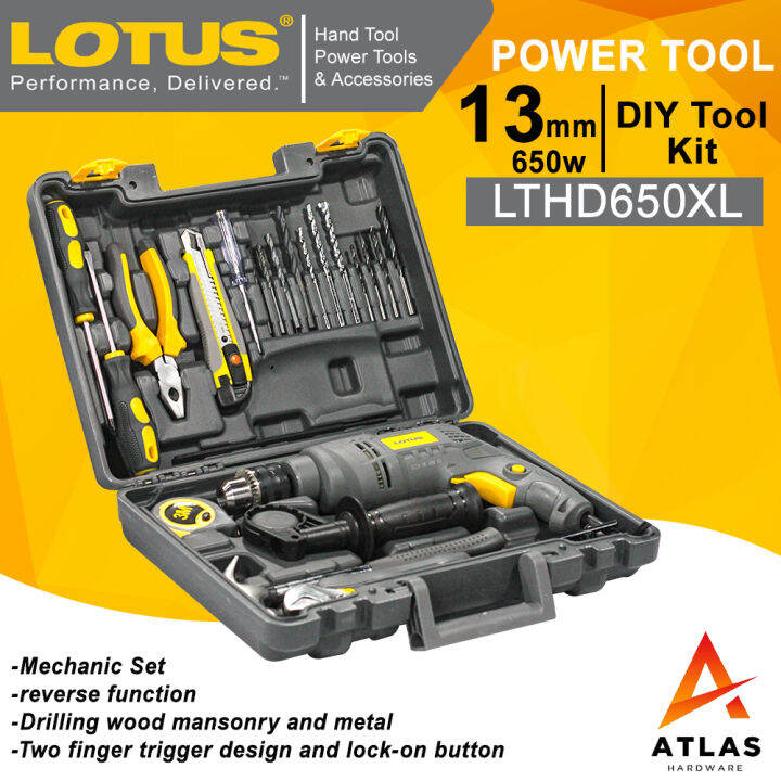 Lotus DIY TOOLKIT Impact Hammer Drill Tools Set 650W LTHD650XL | Lazada PH