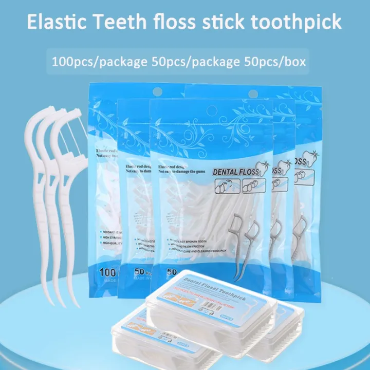 【MIC】 200Pcs Dental Floss Sticks Tooth Pick Oral Care Hygiene Flosser ...