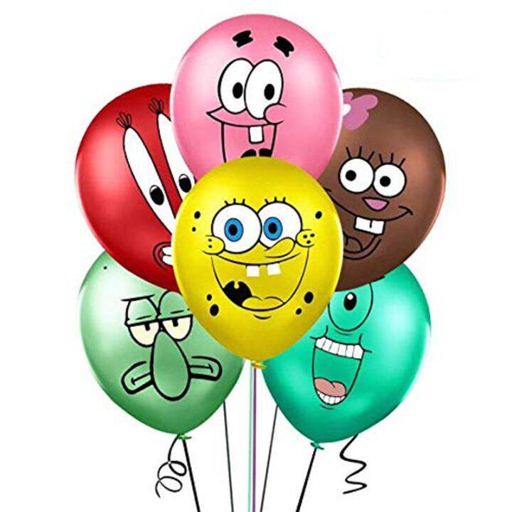 12pcs Cartoon Spongebob Latex Balloons Set Kids Birthday Party ...