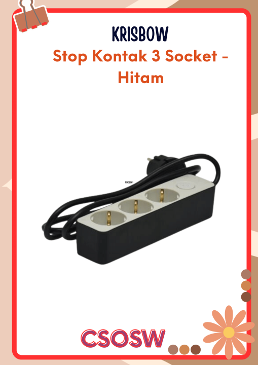 Krisbow Stop Kontak 3 Socket Hitam extension socket | Lazada Indonesia