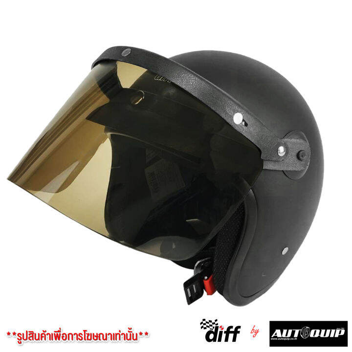 DIFF หมวกกันน็อควินเทจเต็มใบ สีดำด้าน+หน้ากาก ไซด์ M ขนาด 55 CM. | Lazada.co.th