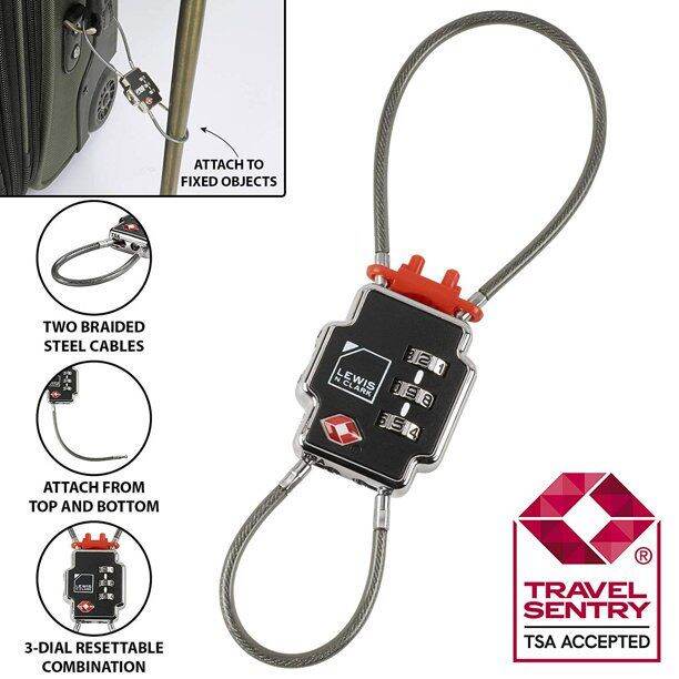 LEWIS AND CLARK Triple Security TSA Luggage Combination Locks attach to ...