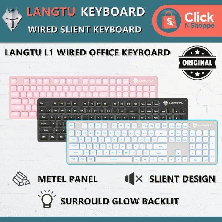 LANGTU L1 Wired Membrane Gaming Office KeyboardLED Backlit Quiet ...