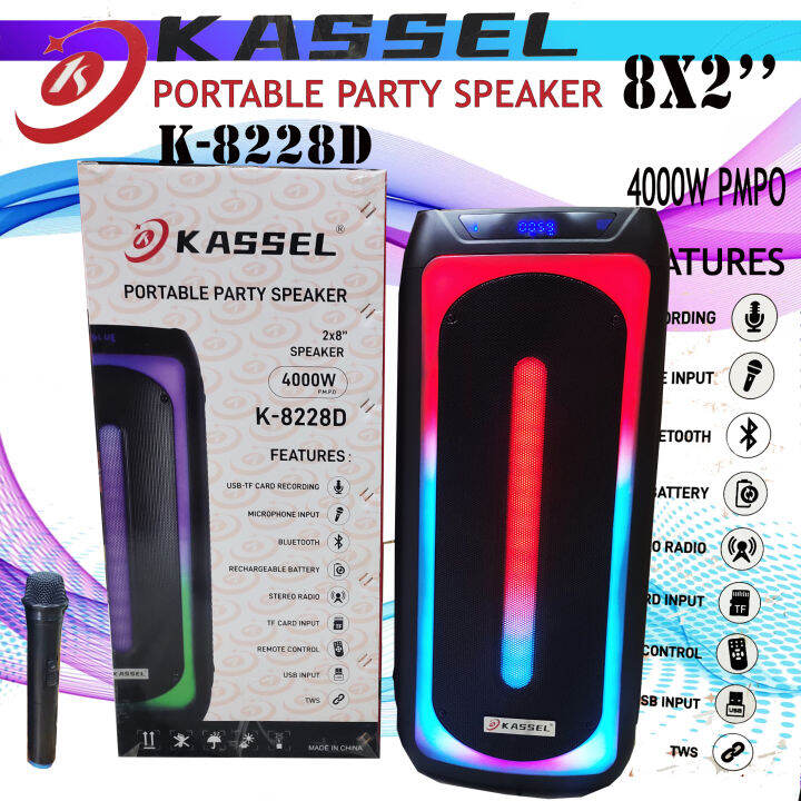 KASSEL K8228 PORTABLE PARTY SPEAKER 8 X2 INCHES 4000W PMPO w free ...