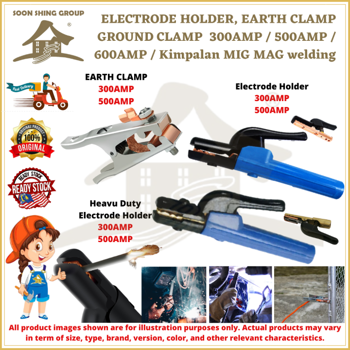 ELECTRODE HOLDER, EARTH CLAMP GROUND CLAMP 300A 500A 600A Kimpalan MIG ...