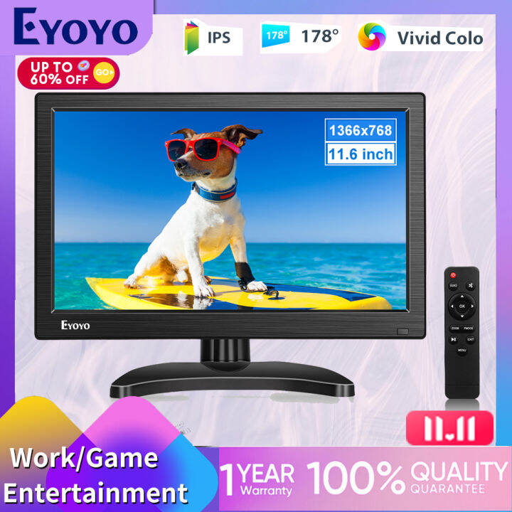 Eyoyo Portable Small HDMI Monitor 11.6 inch LCD Monitor 1366x768 w/HDMI ...