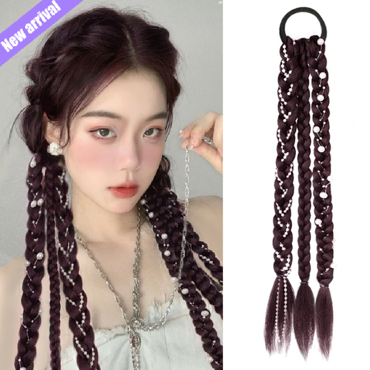 18 นิ้วรูปแบบต่างๆ Cool Girl Braid Elastic Band Hair Extension หางม้ามวย Braid อุปกรณ์เสริมผม ...