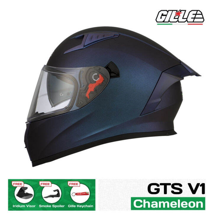 Gille 135 GTS SERIES V1 pearl white Solid Full Face Dual Visor Motorcycle Rider Plain Helmet ...