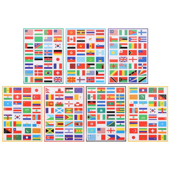 7 Sheets of Country Stickers World Cup Football Flag Stickers (Mixed ...