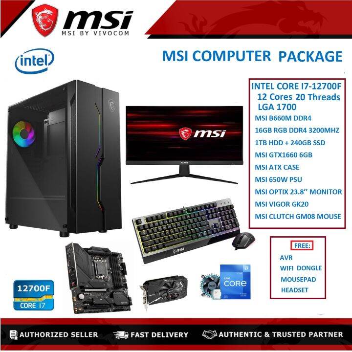 MSI COMPUTER PACKAGE / INTEL CORE I7-12700F/ MSI B660M DDR4 / 16GB DDR4 ...