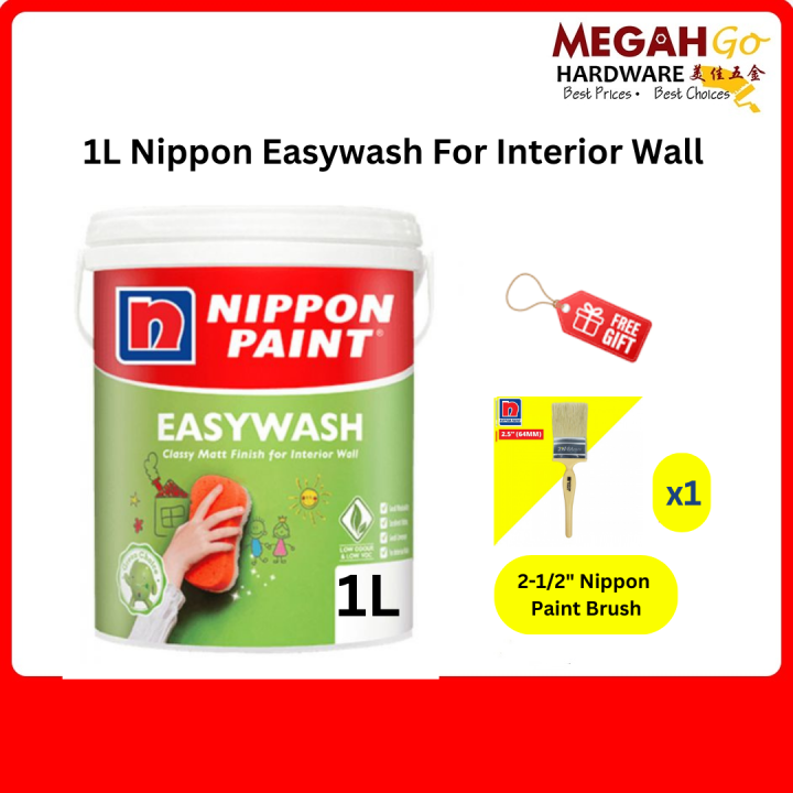 1L Nippon Easywash For Interior Wall with free gift classic collection | Lazada