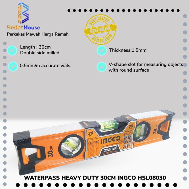 Waterpass Water Pass Water Pas Aluminium 30cm INGCO HSL08030 | Lazada ...