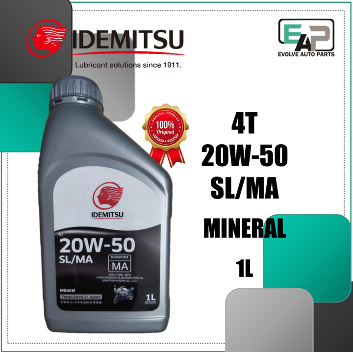 IDEMITSU MOTORCYCLE ENGINE OIL 4T SL/MA 20W-50 MINERAL 1 LITRE | Lazada
