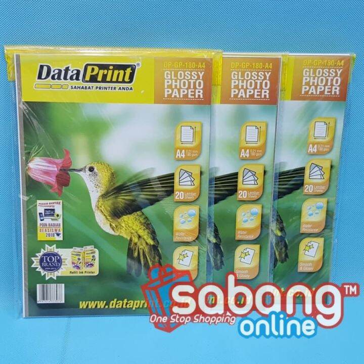KERTAS FOTO DATA PRINT GLOSSY PAPER 180GR A4 / PAPER FOTO DATA PRINT ...