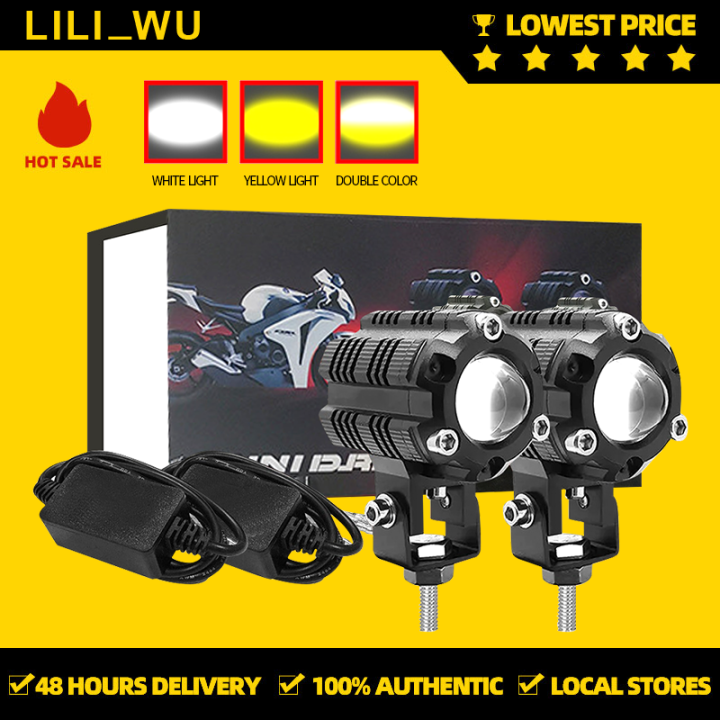 Mini Motorcycle Driving Light V6 High and Low Beam White and Yellow ...