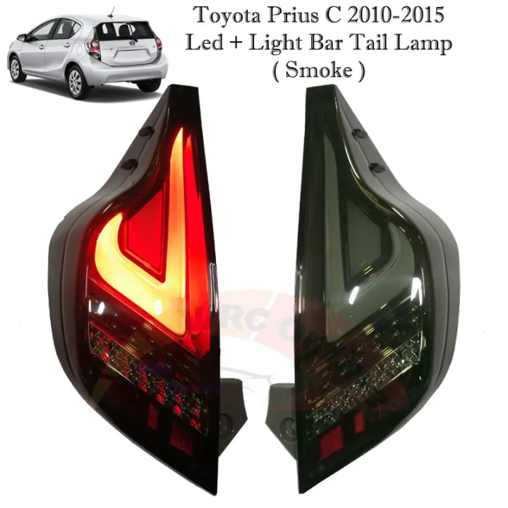 Toyota Prius C 2010 - 2015 Led + Light Bar Tail Lamp ( Smoke ) | Lazada