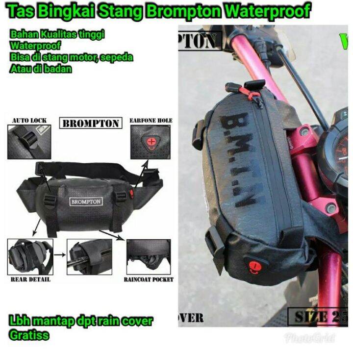 Tas Bingkai Stang Sepeda / Motor Brompton Waterproof Tas Depan Motor ...