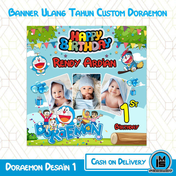 Banner Ulang Tahun Doraemon Custom foto | Lazada Indonesia