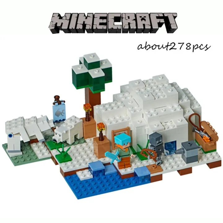 Minecraft Series Lego Compatible Polar Dome Ice House พร้อม Minifigures ...
