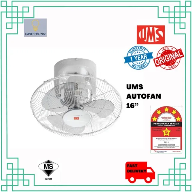 UMS NEIKEN AUTO FAN 16”- 5 SPEED CONTROL (360 Degree Rotation) KIPAS ...