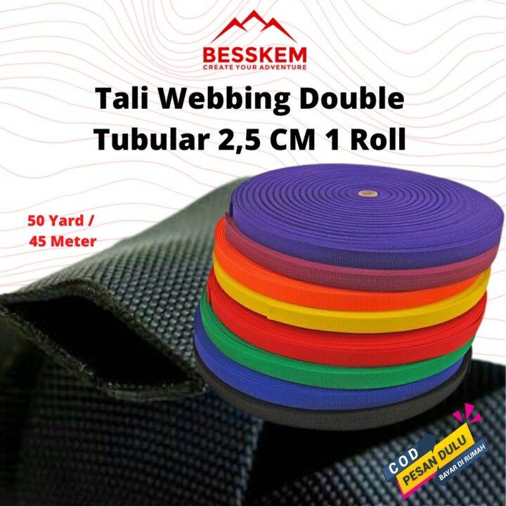 Tali Webing Webbing Tubular Diameter 2,5 Cm Double Panjat Tebing 1 Roll ...