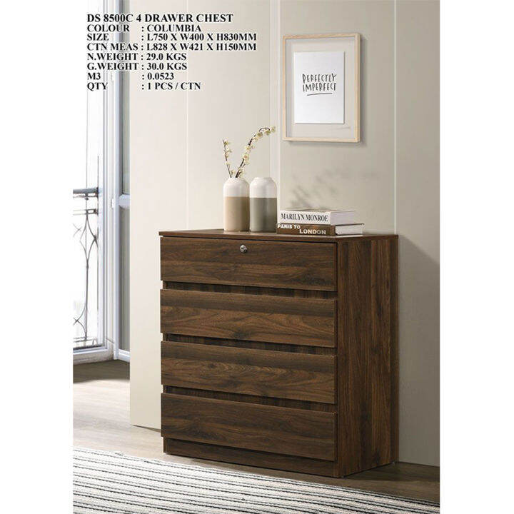 Solid Chest of 4 Drawers Cabinet Wardrobe Easy Assemble DIY Space ...