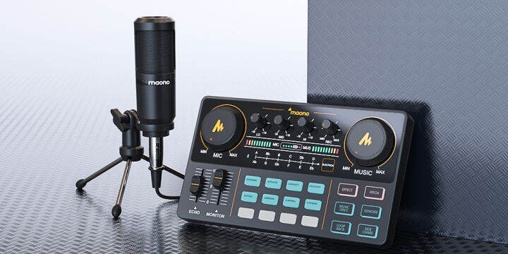 MAONO AM200-S1 Sound Card Microphone Set Professional Audio Interface ...