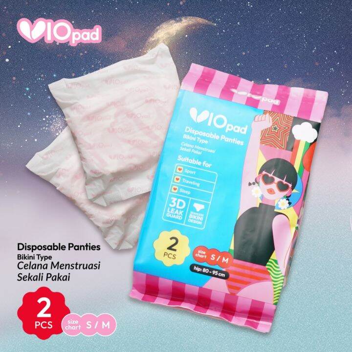 Vio Bikini Pads '2S Sanitary Napkins Size S-M 80 -95 cm isi 2pcs Anti Bocor | Lazada Indonesia