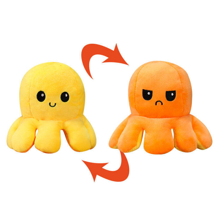 Tiktok Octopoda doll double-sided Flip Octopus Plush Toy Doll Smile ...
