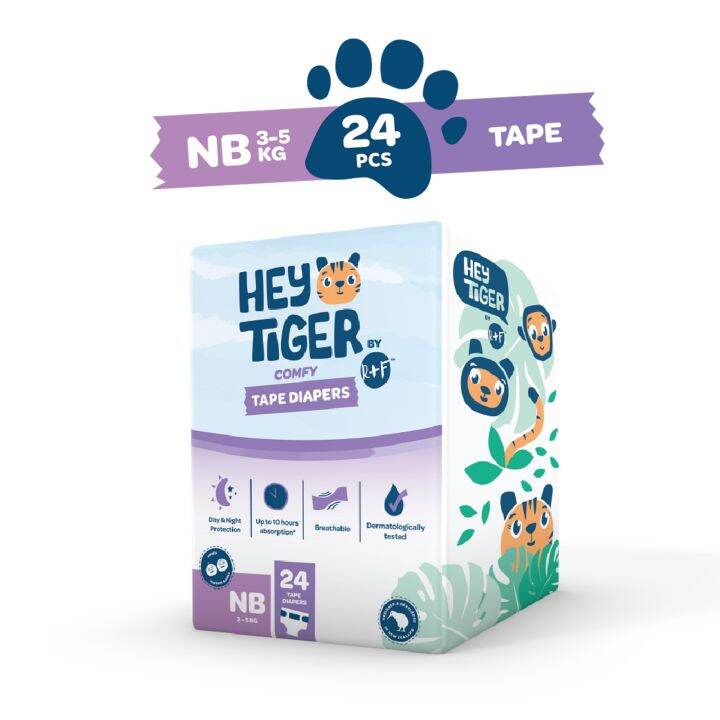 HEY TIGER Tape NEWBORN (3-5 kg) Convenience Pack - 24 pcs - Tape Diapers | Lazada PH