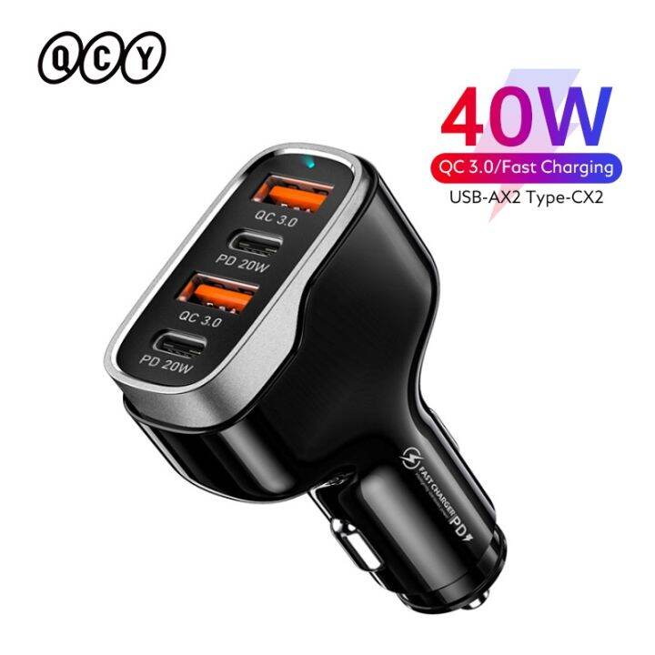 【New】 QC 3.0 Car Charger 4 Ports PD Fast Charging In Car Type C Quick ...