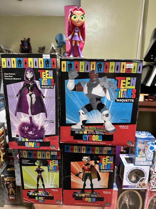 DC DIRECT TEEN TITANS ROBIN CYBORG RAVEN BEAST BOY MAQUETTE SET OF 4 ...