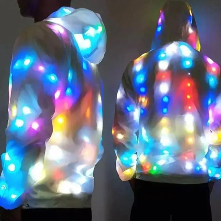 Fkend LED Clothes Cool Dance Dress Coat Colorful Flashing Lights ...