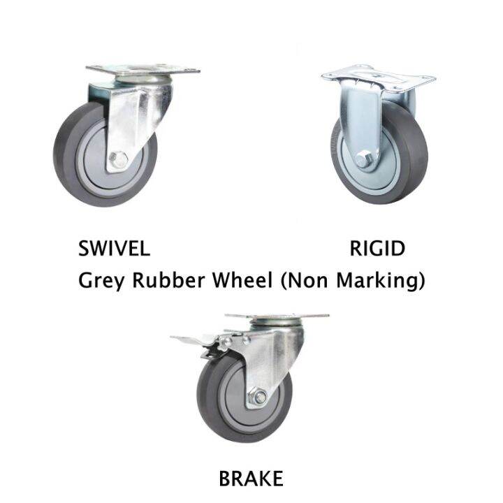 Medium Duty 4" Grey TPR Rubber Wheel Caster Castor Non-marking wheel ...