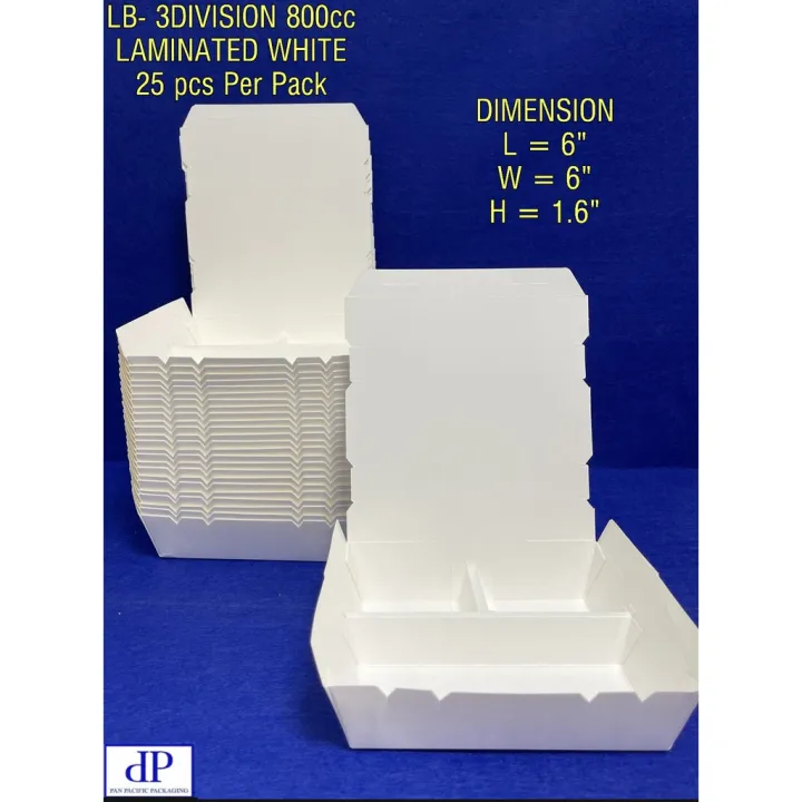 LB-2 division , LB-3 division Paper Meal Box / 25 pcs Per Pack | Lazada PH