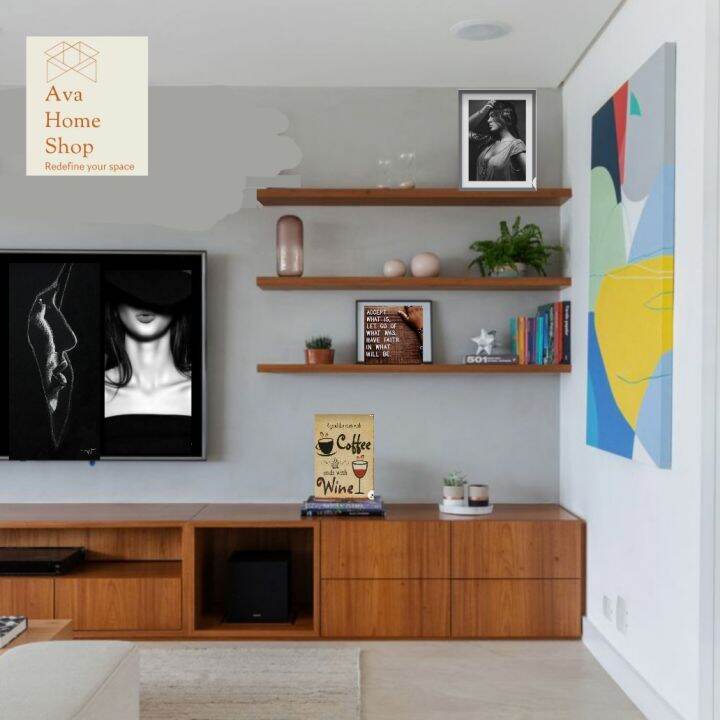 three (3) layer wooden shelves with concealed metal support, 3 pcs ...