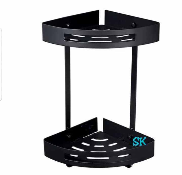Rakk Sudut Hitam Single Double - Rak Sudut Toilet - Rak Sudut Stainless ...