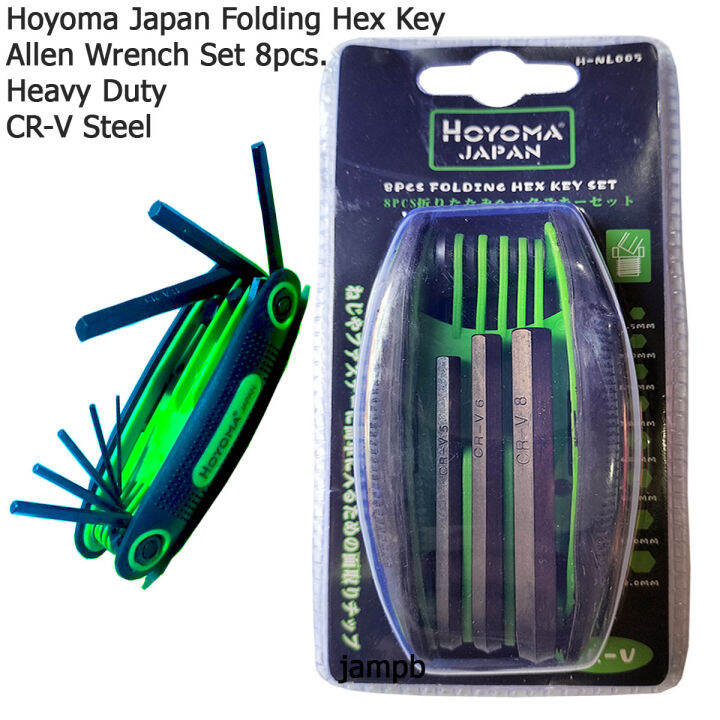 Hoyoma Japan Folding Hex Key Allen Wrench Set 8pcs. Heavy Duty CR-V ...