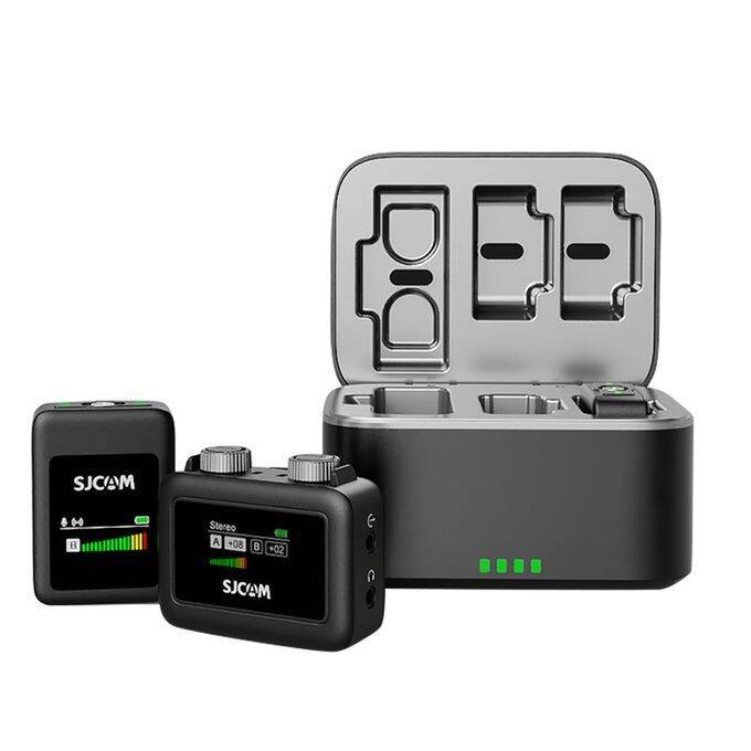 SJCAM M1 Wireless Microphone System with 1 Receiver & 2 Microphones LCD ...