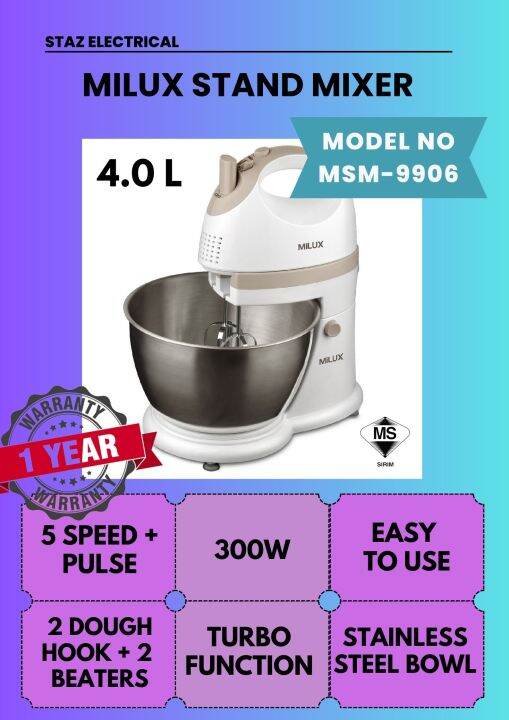 Milux Stand Mixer 4.0L (MSM-9906) | Lazada