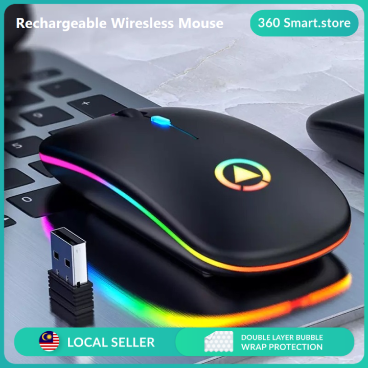 Wireless Mouse Bluetooth RGB Rechargeable Mouse Wireless Computer ...