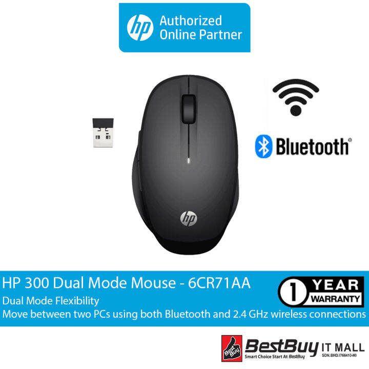 HP 300 Bluetooth Mouse Dual Mode Wireless Mouse - Black 6CR71AA | Lazada