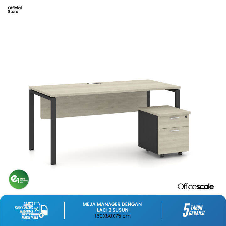 Meja Kerja Kantor | Meja Manager + 1 Laci Officescale | Lazada Indonesia