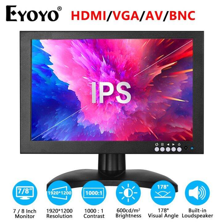 Eyoyo 7/8 Inch HDMI LCD Monitor Portable IPS Screen Display HDMI/VGA/AV ...